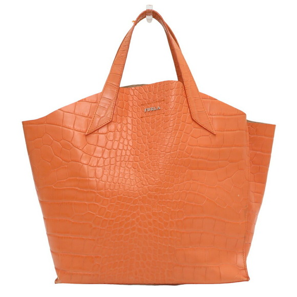 Furla | Bags | Furla Crocodile Leather Tote Bag Orange | Poshmark